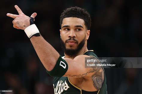 Jayson Tatum Of The Boston Celtics Celebrates After Hitting A Three