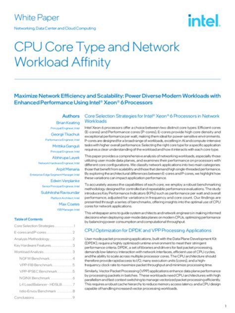 Intel® Xeon® 6 Optimize Network Performance With P Cores And E Cores For