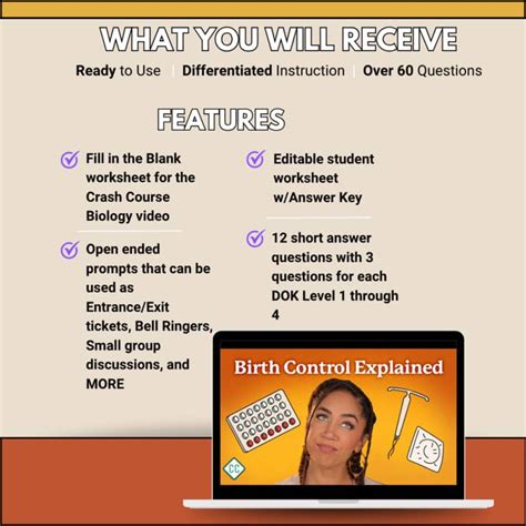 Crash Course Sex Ed Worksheet Pack Episode 8 Birth Control Explained