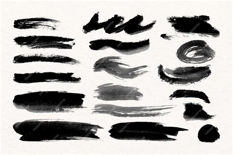 잉크 브러시 스트로크 컬렉션 무료 벡터