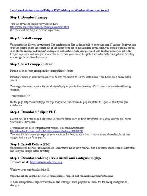 Local Xamppeclipse Pdtxdebug Setup On Windows Pdf Php Eclipse