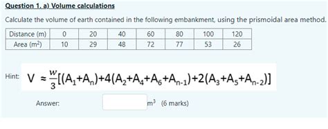 Solved Question A Volume Calculations Calculate The Chegg
