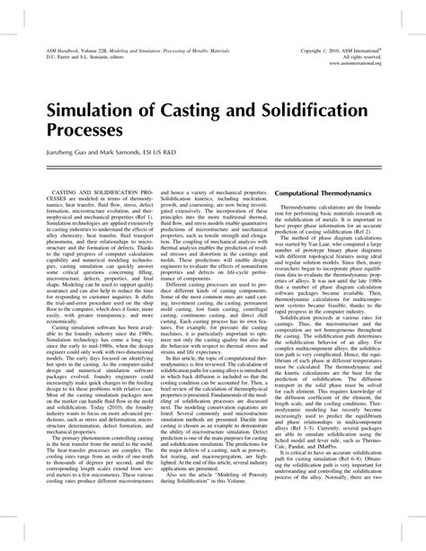 Pdf Modeling Of Alloy Casting Solidification