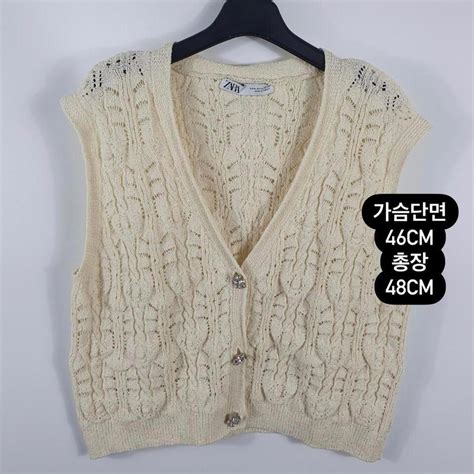자라 Zara 보석 쥬얼리 단추 브이넥 니트 조끼 스 헬로마켓