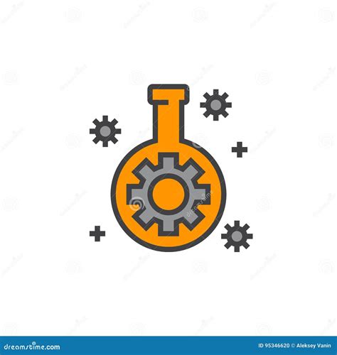 Technology Lab Flask With Gear Line Icon Filled Outline Vector Stock