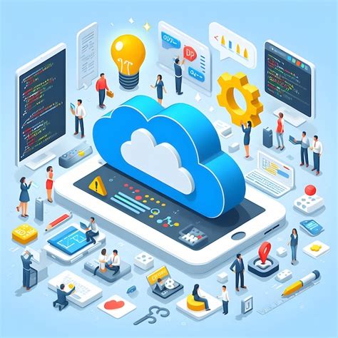 3d Flat Vector As Cloud Based Application Development With Coding Symbols Concept As Vector