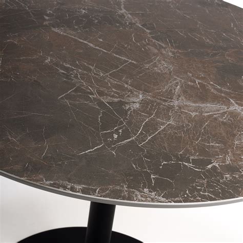Brown Marble Effect Round Dining Table Carmen Furniture123