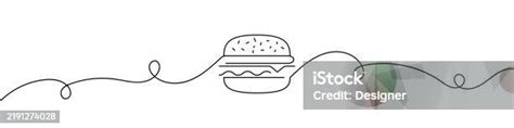 햄버거 아이콘의 하나의 연속 선 그리기입니다 단일 라인 벡터 일러스트 레이 션 0명에 대한 스톡 벡터 아트 및 기타 이미지