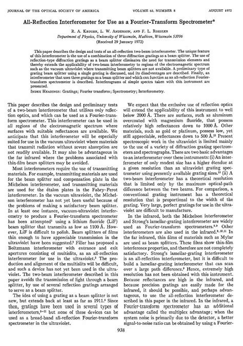 Pdf All Reflection Interferometer For Use As A Fourier Transform