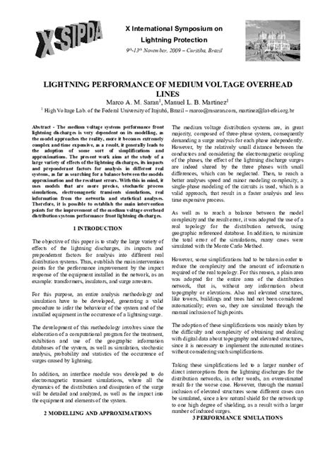 Lightning Performance Of Medium Voltage Overhead Lines