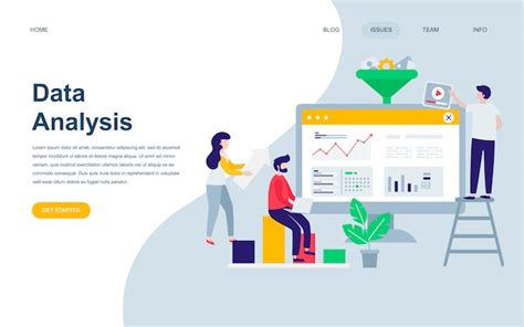Premium Vector Modern Flat Design Isometric Landing Page Of Data Analysis