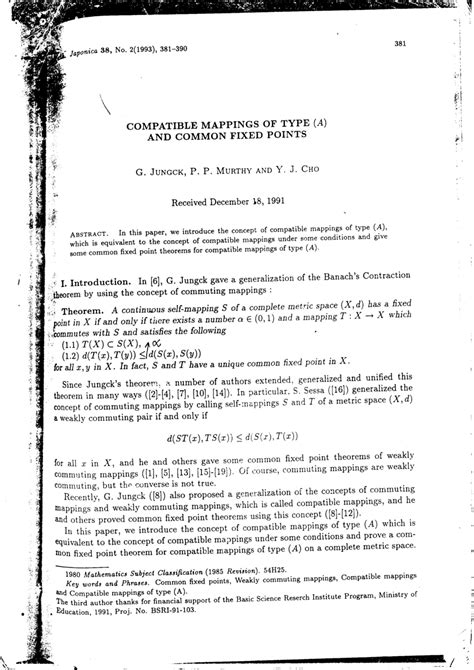 Pdf Compatible Mappings Of Typea And Common Fixed Points