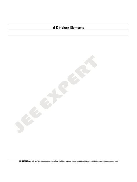 Imp D And F Block Elements Pdf Transition Metals Electron Configuration
