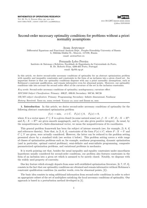 Pdf Second Order Necessary Optimality Conditions For Problems Without A Priori Normality