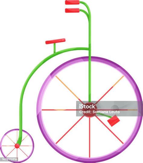서커스 자전거 크고 작은 바퀴가 있는 자전거 서커스 장비의 밝은 벡터 그림 Cirque Du Soleil에 대한 스톡 벡터 아트 및 기타 이미지 Cirque Du