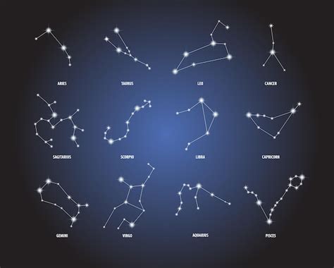 조디악 별자리 세트 프리미엄 벡터