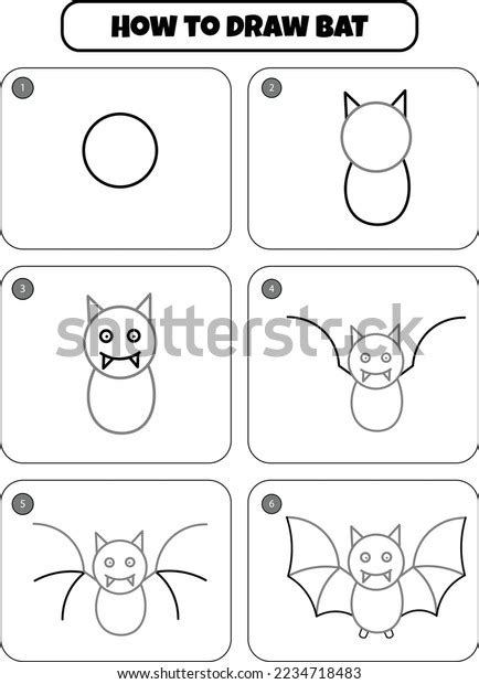 How Draw Bat Step By Step Stock Vector Royalty Free