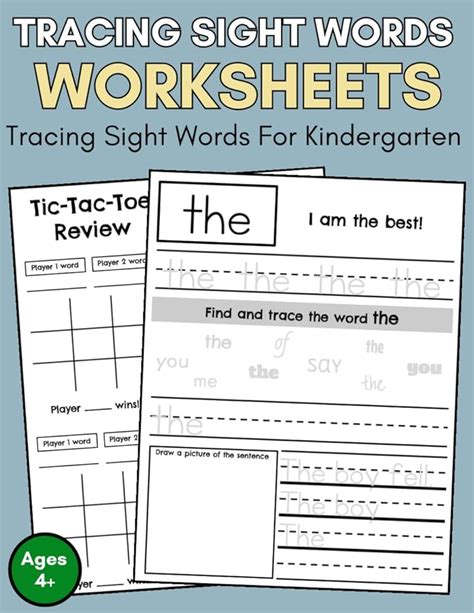 Tracing Sight Words Worksheets Kindergarten Back To School 20