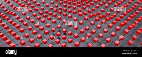 Abstract Network Background Red Cube Particle And Lines Connection