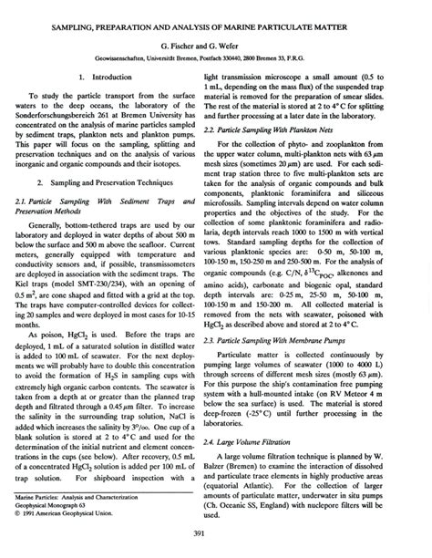 Pdf Sampling Preparation And Analysis Of Marine Particulate Matter