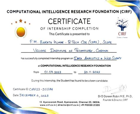 p m barath kumar on linkedin datascience internshipcompletion cirfchennai gratitude