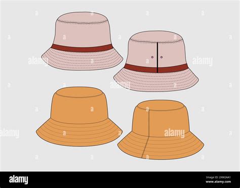 Hat Fashion Flat Sketch Technical Drawing Vector Illustration Hat Template Vector Illustration