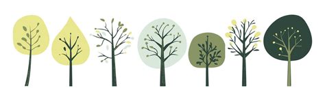 Set Of Tree And Leaf Flat Design Tree And Leaf Collection Perfect For Botanical And Nature