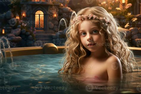 Ai Generated Tranquil Girl Spa Jacuzzi Generate Ai 36116114 Stock
