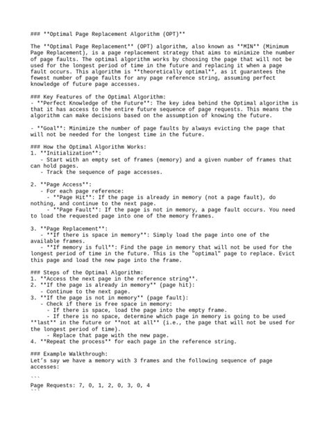 Optimal Page Replacement Algori Pdf Algorithms Applied Mathematics