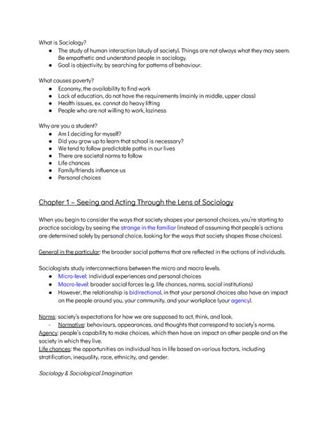 Sociology Lecture Notes What Is Sociology The Study Of Human Interaction Study Of Society