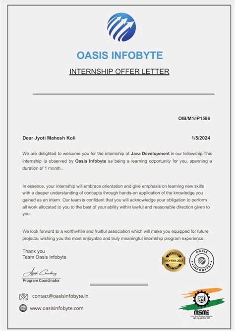 Jyoti Koli On Linkedin Oasisinfobyte Javaprogramming Internship