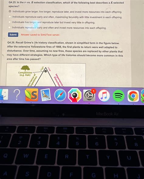 Solved Q4 25 In The R Vs K Selection Classification Which