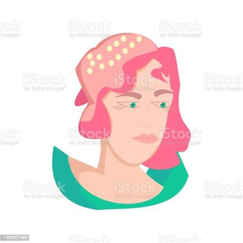 작은 모자를 가진 분홍색 머리 여성 소녀의 초상화 만화 벡터 일러스트 레이 션 귀여운에 대한 스톡 벡터 아트 및 기타 이미지 귀여운 등장인물 디자인 Istock