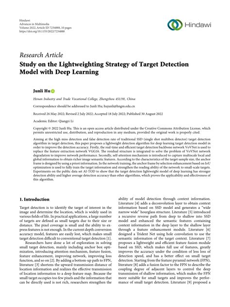 PDF Study On The Lightweighting Strategy Of Target Detection Model With Deep Learning