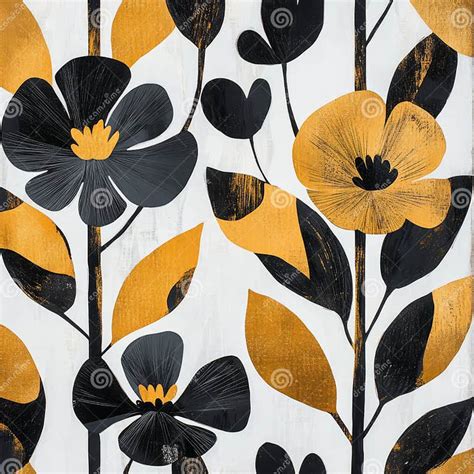 A Modern Floral Illustration With Sharp Angular Shapes Of Stylized Flowers And Leaves The Use