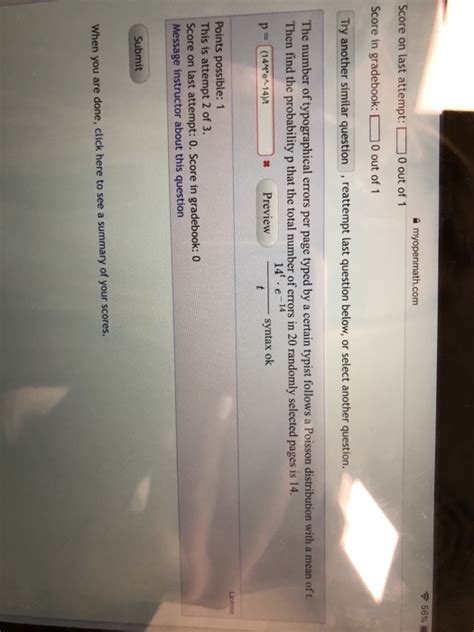 Solved The Number Of Typographical Errors Per Page Typed By