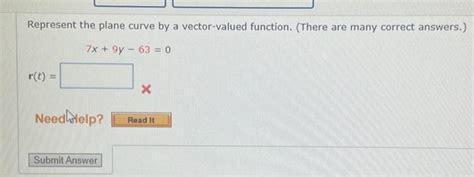 Solved Represent The Plane Curve By A Vector Valued