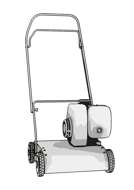 Premium Vector Sketch Lawn Mower With Motor Vector