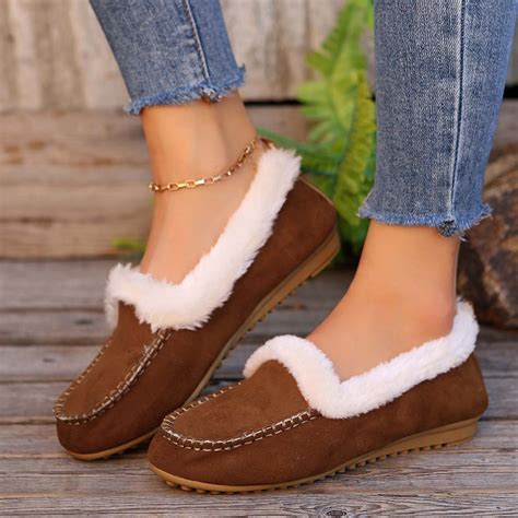 Miluxas Womens House Slippers Clearance Indoor Outdoor Fuzzy Fluffy Furry Loafers Suede Leather