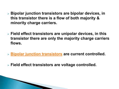 Difference Between Bjt And Fet PPTX