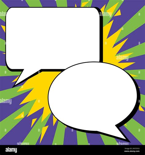 Two Big White Empty Speech Bubbles For Text Square And Oval Dialog Boxes On Bright Colored