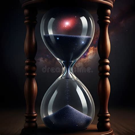 Antique Wooden Hourglass With Cosmic Blue Sand Grains Sparkling Inside