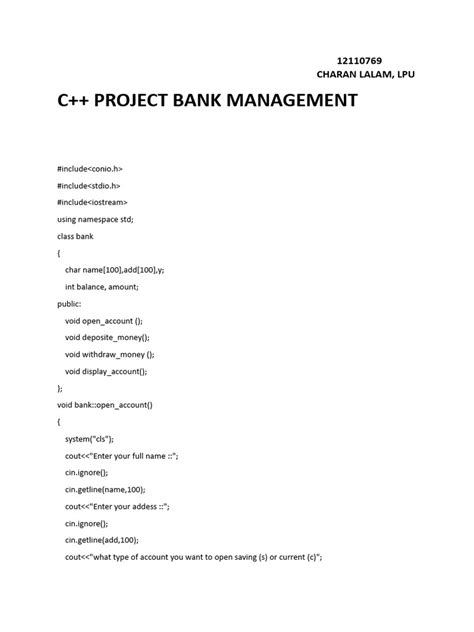 C Project Lpu 12110769 Charan Lalam Pdf Namespace Computer Programming