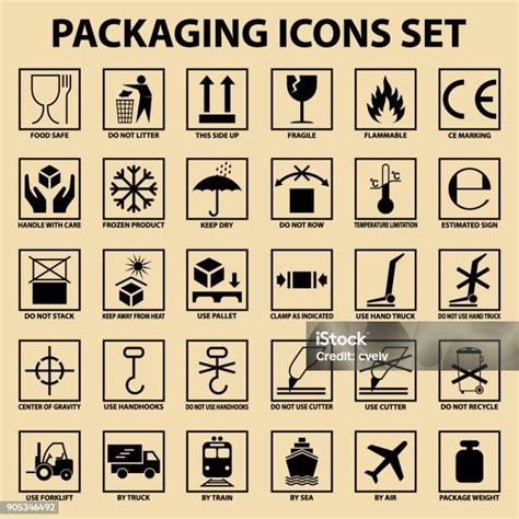 화물 포장 포장 아이콘 집합 레이블 배달 서비스 기호 기호 배송 상자 0명에 대한 스톡 벡터 아트 및 기타 이미지 0명 가연성 검은색 Istock