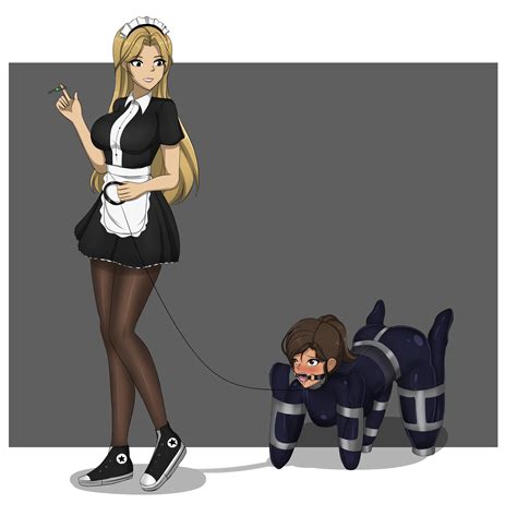 Rule 34 2girls Bitch Taken For Walk Bitchsuit Blonde Female Blonde Hair Bondage Bound Chastity