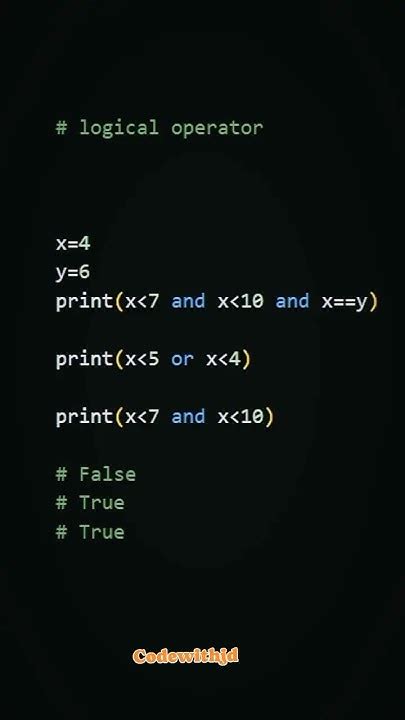 Logical Operator Example 🧿💻 Coding Python Programming Youtube