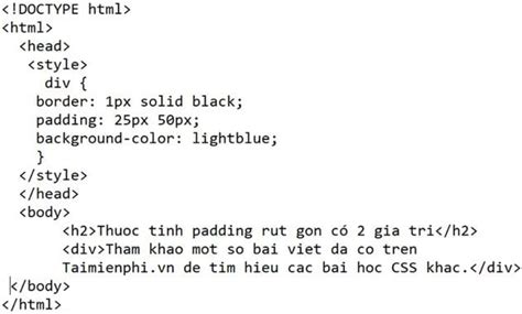 Thuộc tính padding trong CSS cấu trúc và ví dụ minh họa