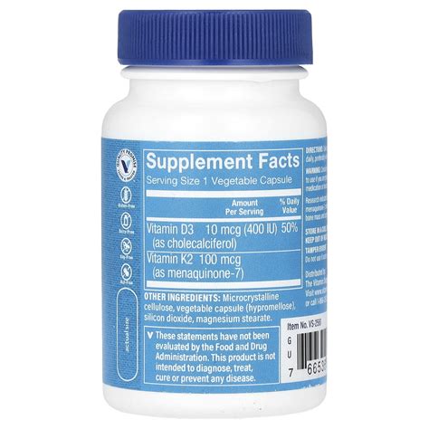 The Vitamin Shoppe 비타민k2 100mcg 베지 캡슐 60정