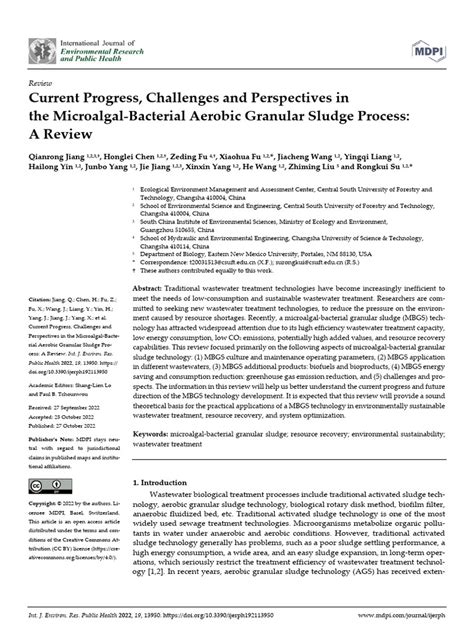 Current Progress Challenges And Perspectives In The Microalgal Bacterial Aerobic Granular