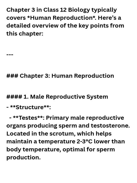 Class 12 Bio Chapter 3 Human Reproduction Pdf Reproductive System Menstrual Cycle
